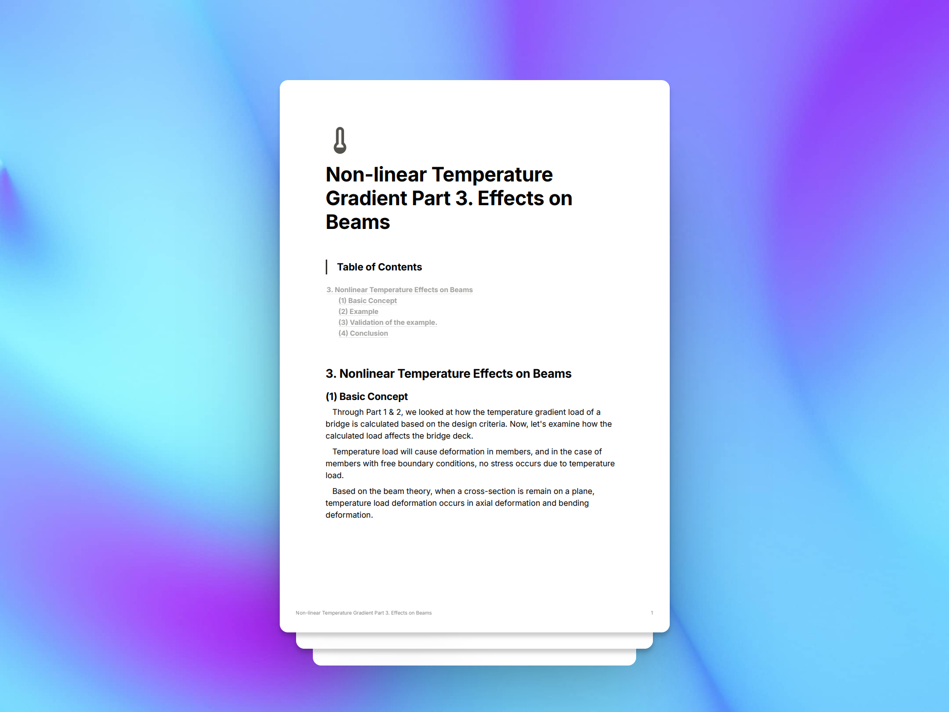 Non-linear Temperature Gradient Part 3. Effects on Beams
